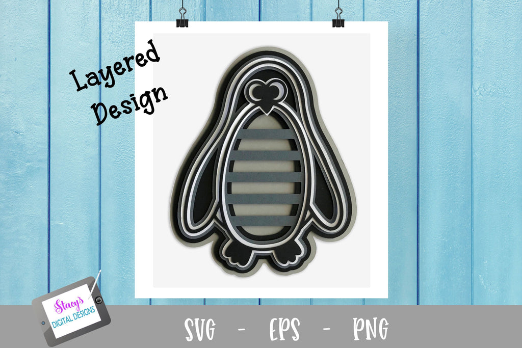 3D Layered Penguin SVG Design - So Fontsy