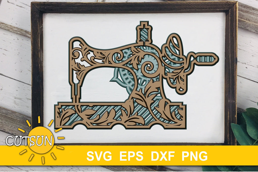 3D Layered Sewing machine Mandala SVG 5 layers - So Fontsy