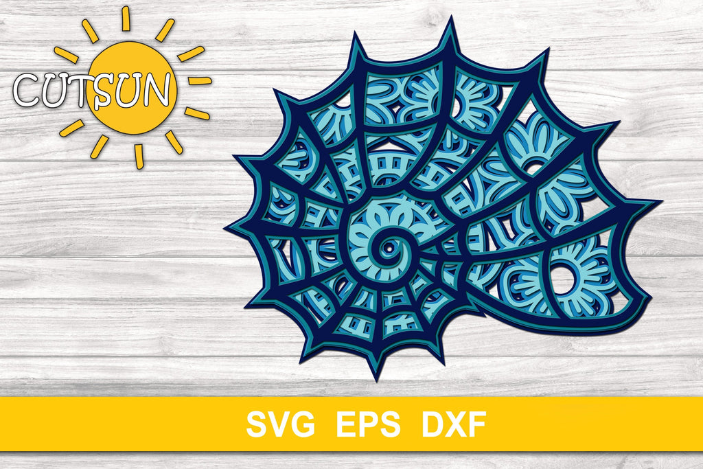 3D Layered Shell Mandala cut file for crafters 5 layers - So Fontsy