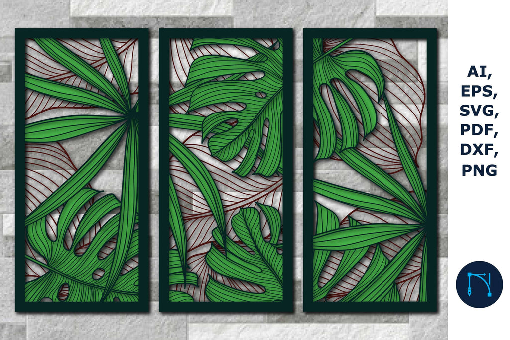 3D Monstera panels wall art decor bundle - So Fontsy