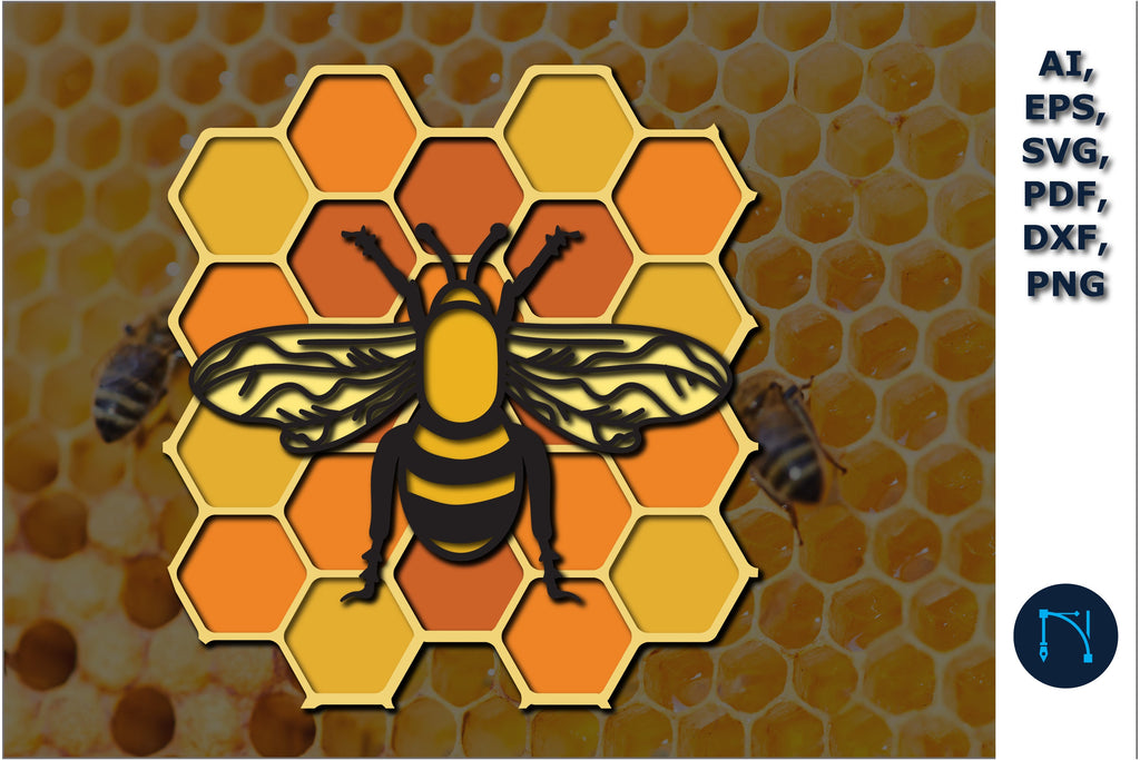 3d Multi-Layered Bee SVG, Dxf Cut Files - So Fontsy