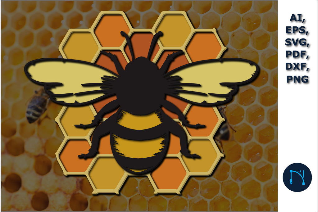 3d Multi-Layered Bee SVG, Dxf Cut Files - So Fontsy