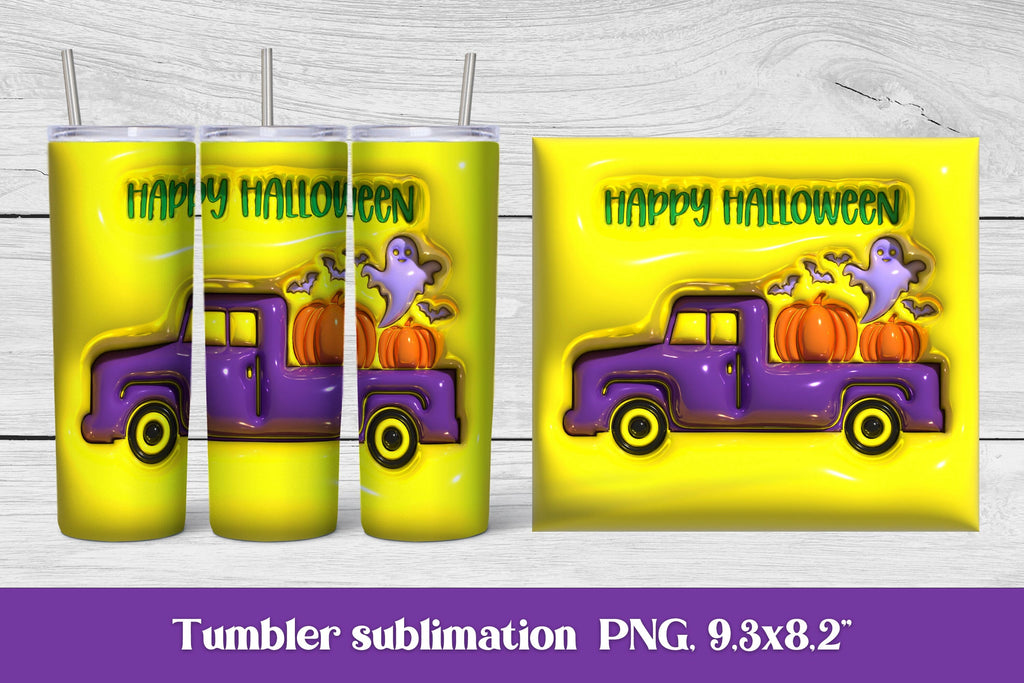 3d puff Halloween sublimation tumbler - So Fontsy