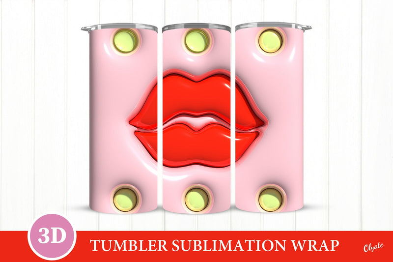 3D Puff Lips Sublimation Tumbler. 3D Tumbler Wrap PNG - So Fontsy
