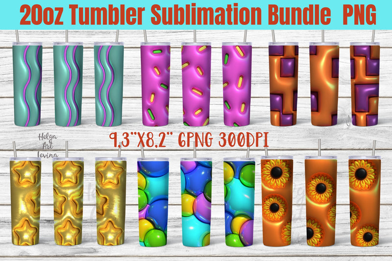 3D Puff Tumbler Wrap PNG | 3D Inflate Designs - So Fontsy
