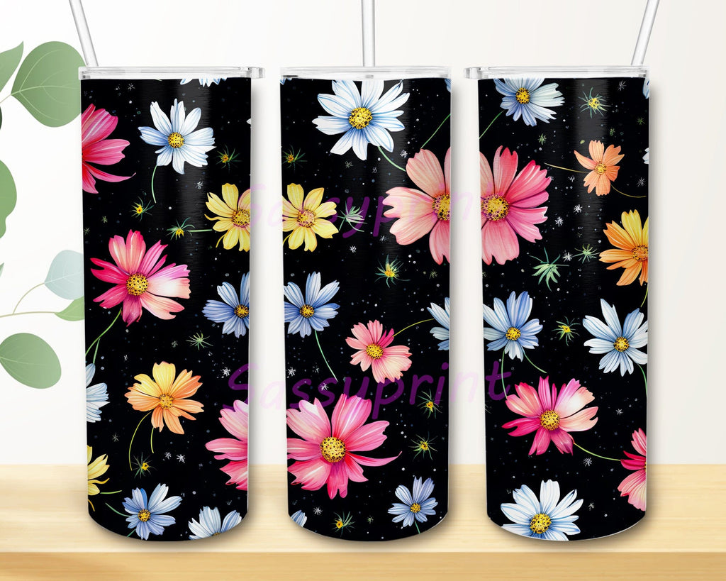 3D Quilled Pink and Purple Cosmos Flowers 20oz Skinny Tumbler Png ...