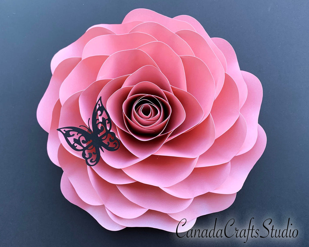 3d Rose Paper Flower Template + Butterfly SVG/DXF - So Fontsy