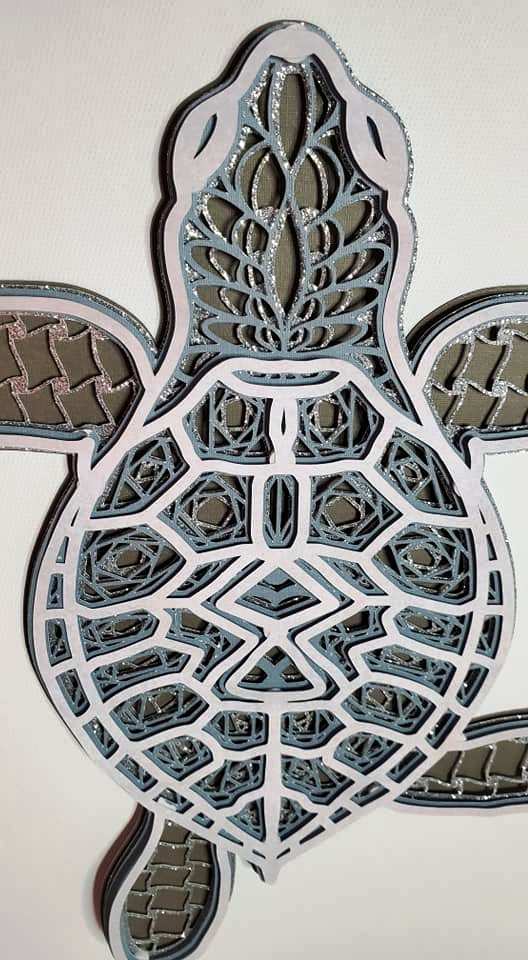 3D Sea Turtle Mandala Multi Layered Mandala SVG - So Fontsy