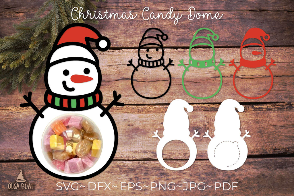 3d Snowman layered svg | Christmas candy dome holder - So Fontsy