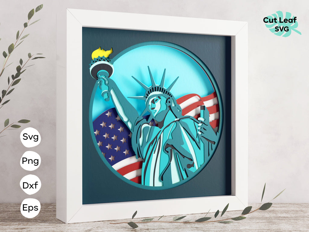3d Statue of Liberty svg - 4th of July Shadow box svg, New York 3d svg ...