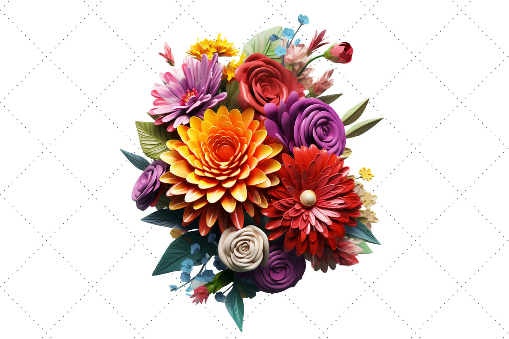 3d sublimation Floral Bouquet Clipart Bundle, 3D Sublimation - So Fontsy