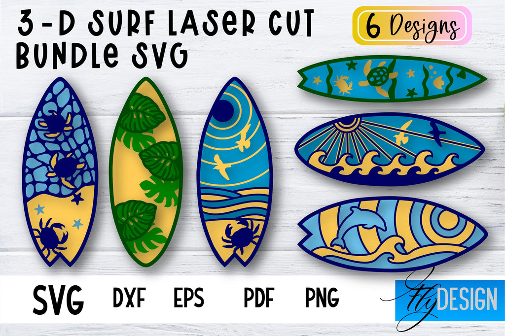 3D Surf SVG | Summer SVG | Surfing Design SVG - So Fontsy