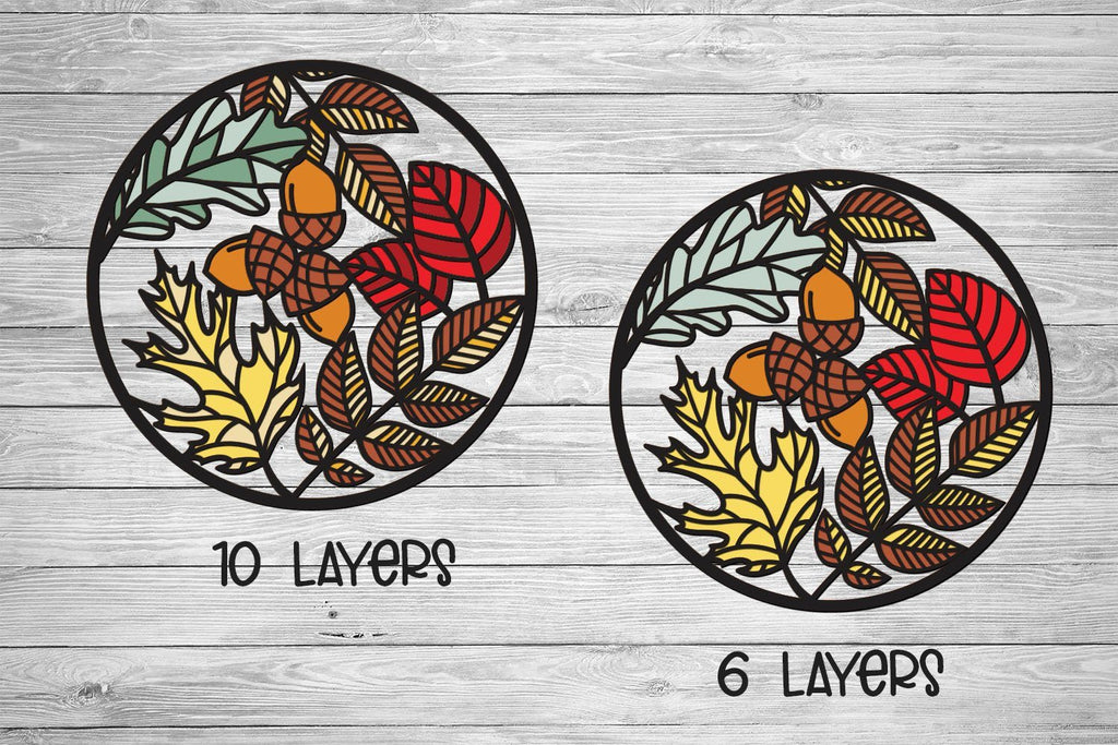 3d SVG Layered Fall, Leaf SVG, Fall Frame SVG. - So Fontsy