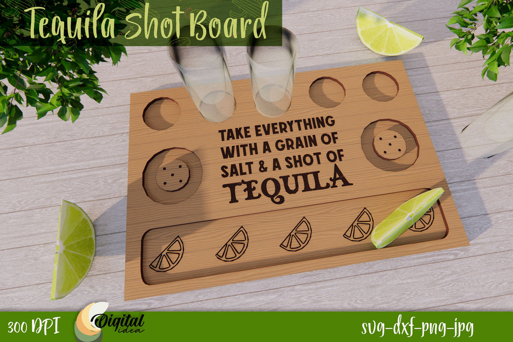 3D Tequila Shot Board Laser Cut Design. Kitchen Decor SVG. - So Fontsy