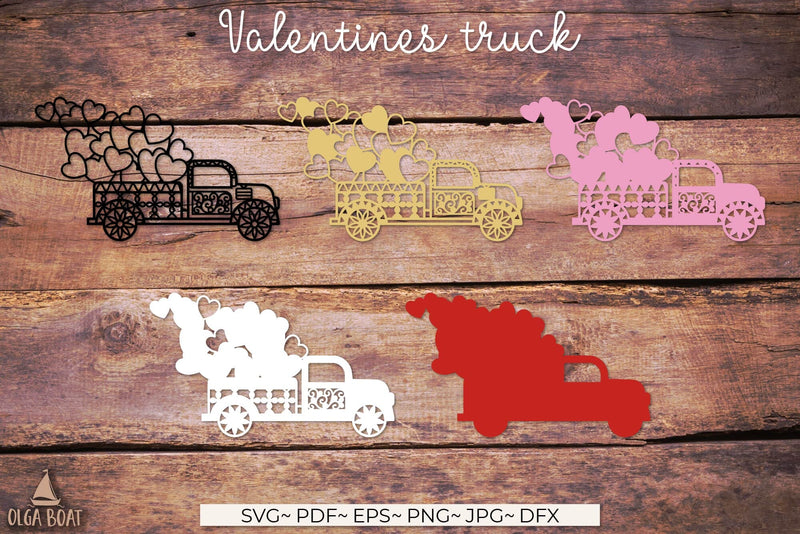 3d Truck with hearts, Valentine truck svg - So Fontsy