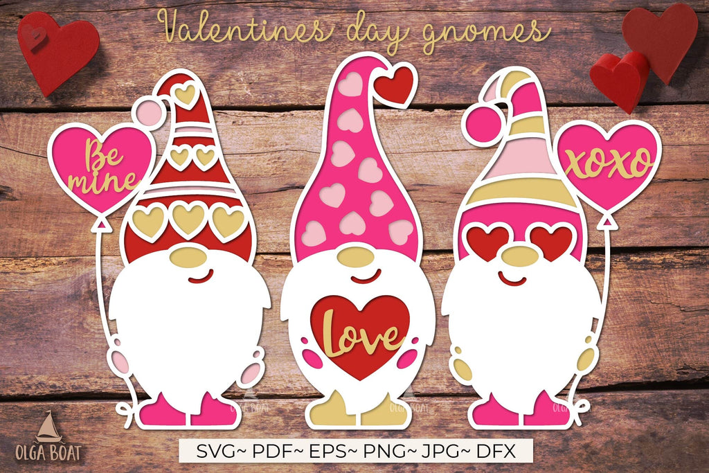3d Valentine gnome layered | Valentines day svg - So Fontsy