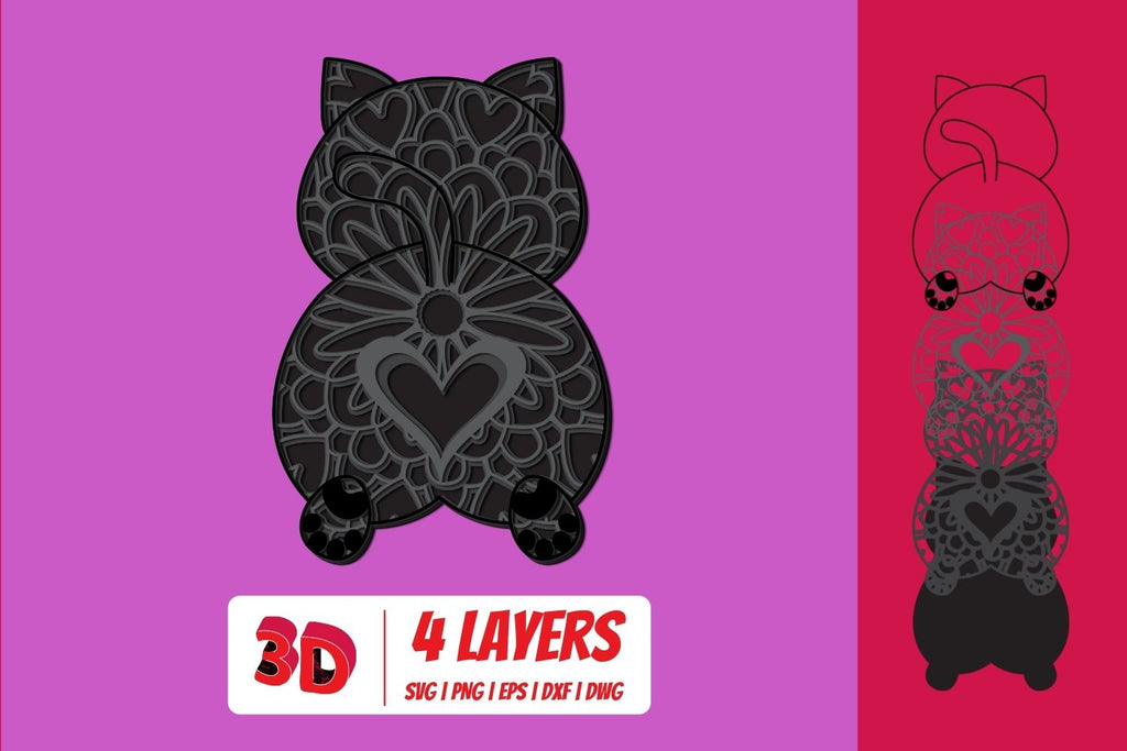 3D Valentines Butt SVG Bundle - So Fontsy