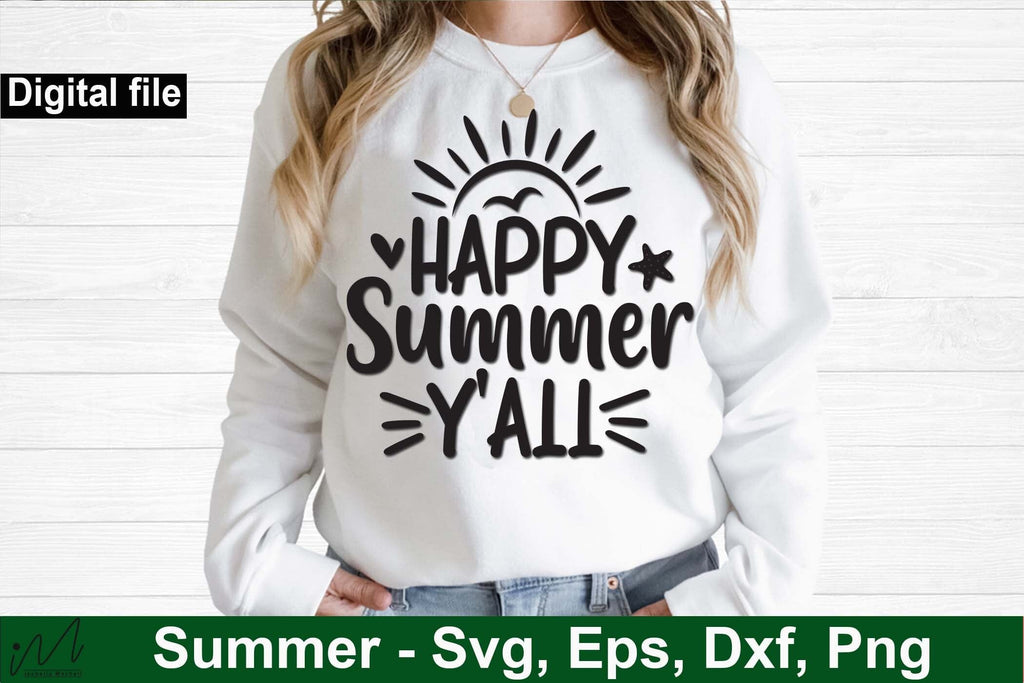 4 Happy summer Y'all svg, Sunshine svg, Summer vibes svg, Summer t ...