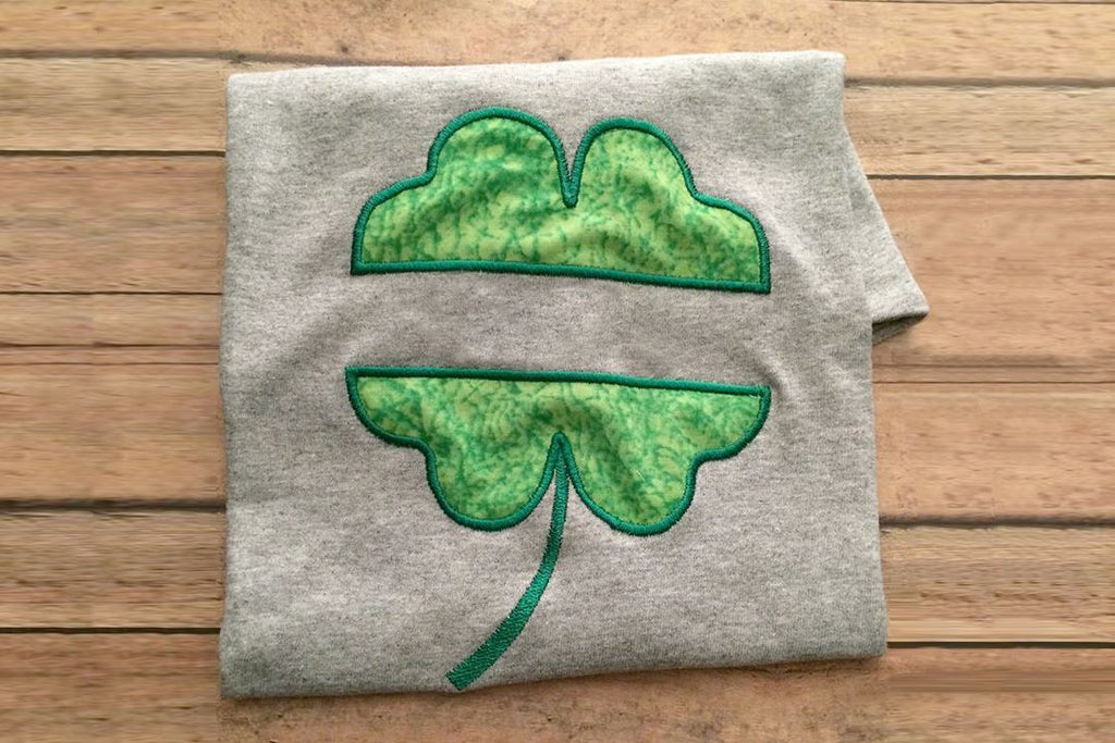 4 Leaf Clover Split Applique Embroidery - So Fontsy