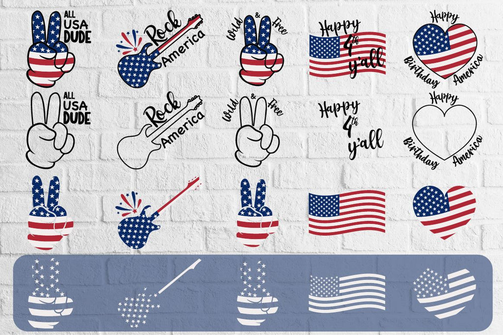 4 of July bundle svg, Patriotic svg, Heart flag, American flag svg - So ...