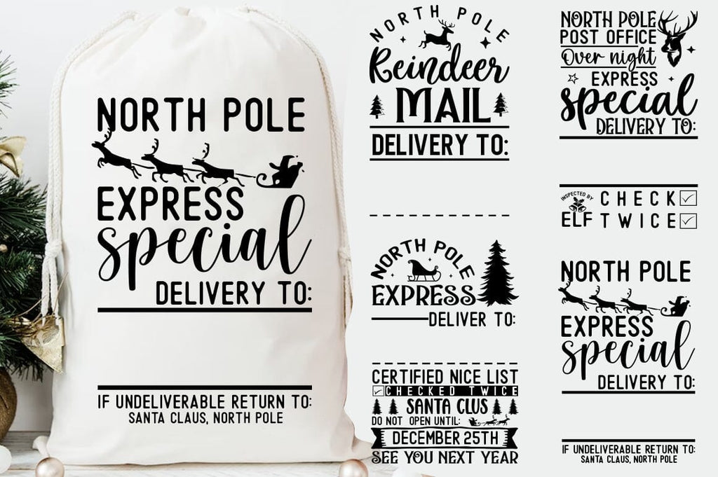 4 Santa Sack Bag svg designs, Santa sack svg, Christmas Santa Bag svg ...