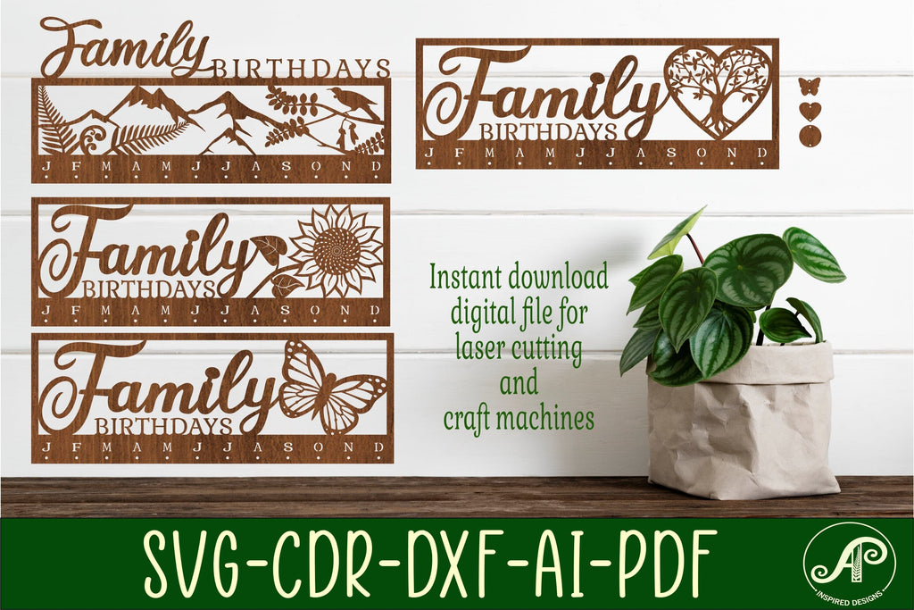 4 x Calendar sets SVG laser cut file - So Fontsy