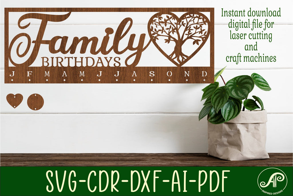 4 x Calendar sets SVG laser cut file - So Fontsy