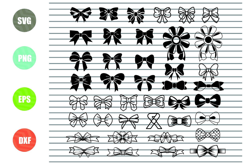 41 Styles Bow Svg Png Dxf Eps Cut Files - So Fontsy