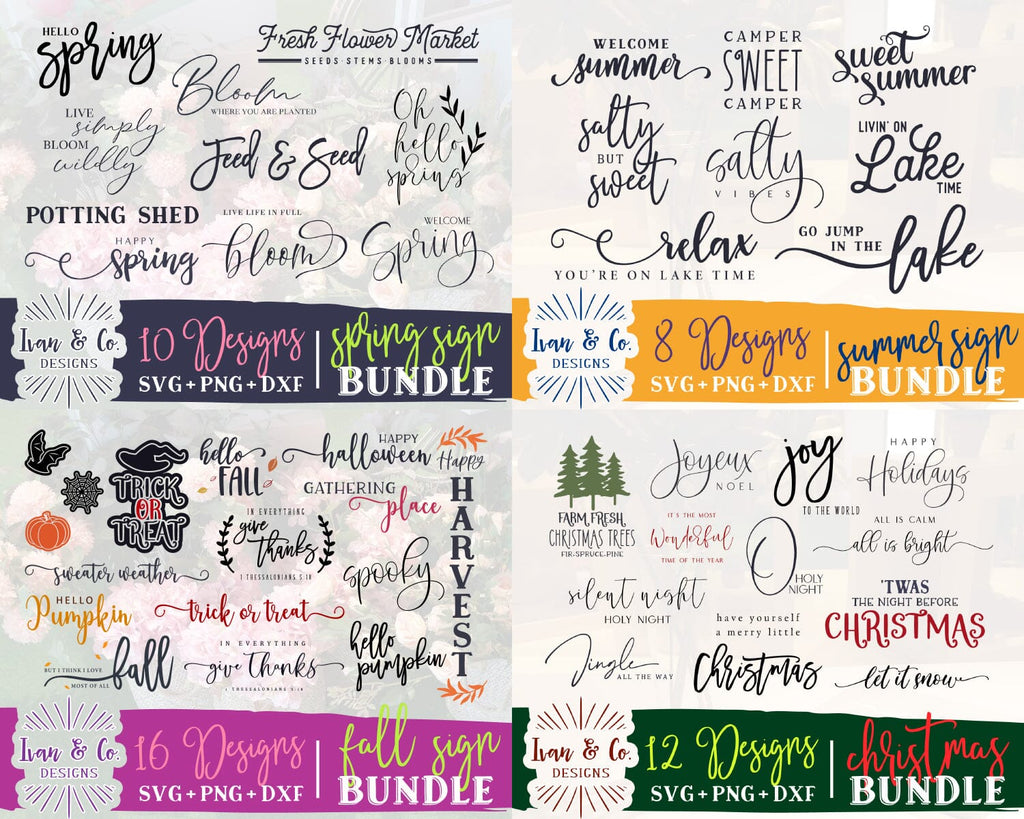 46 Four Seasons Signs SVG Bundle | Set of 4 Bundles | Farmhouse Sign ...