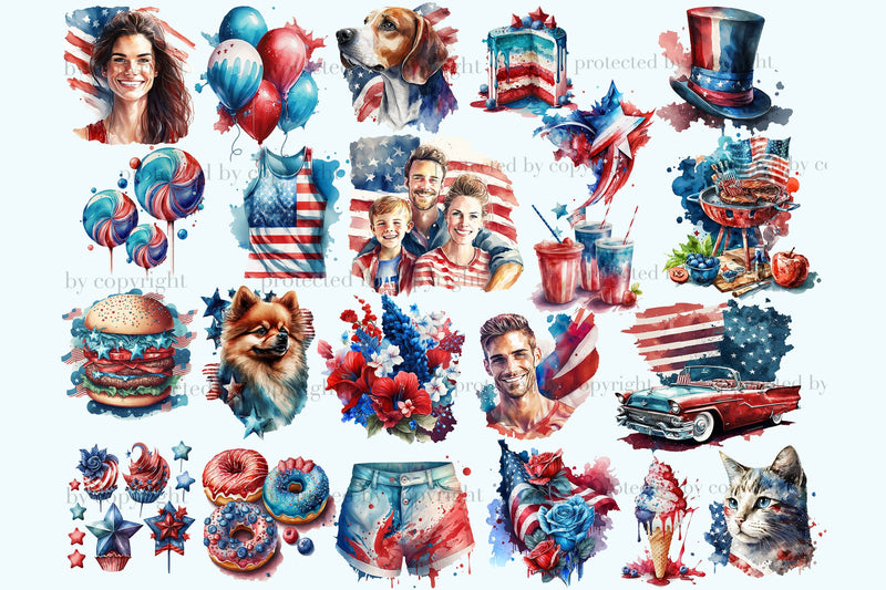4th of July Clipart Bundle | Patriotic Graphics Collection - So Fontsy