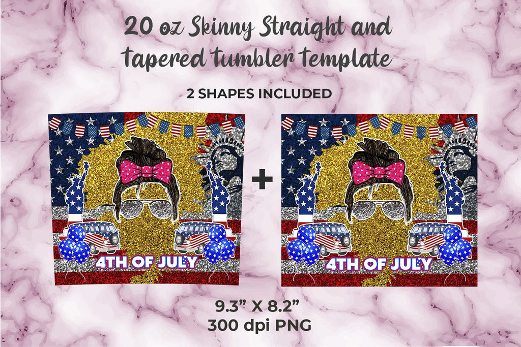 4th of july Collage 20oz Skinny Tumbler Wrap Template - So Fontsy