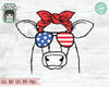 July 4th American Flag Cow Sunglasses With Bandana SVG Cut File - So Fontsy