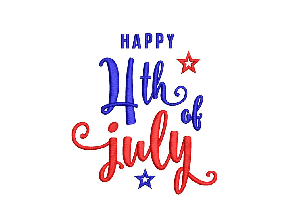 4th of july Embroidery Design, 3 sizes, Instant Download - So Fontsy