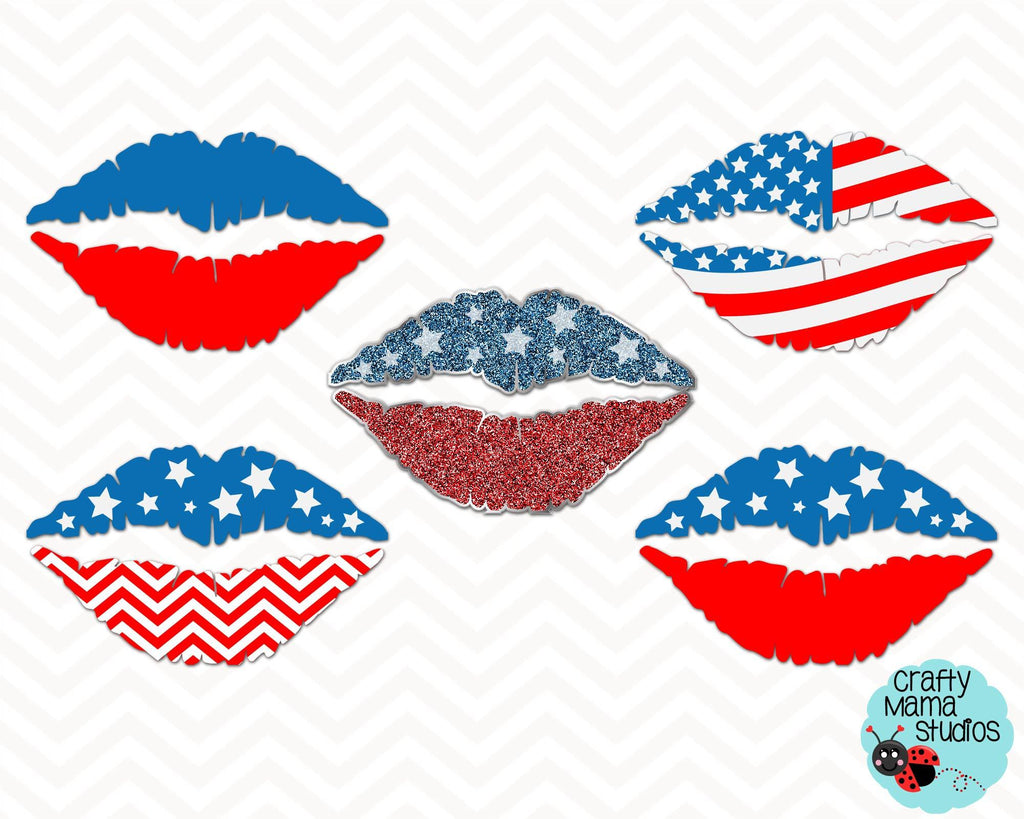 4th of July - Lips - Fourth of July Svg Bundle - America Kiss - So Fontsy