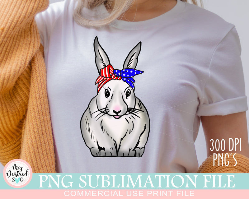 4th of July Rabbit PNG, 4th Of July Sublimation Design - So Fontsy
