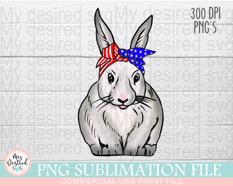 4th of July Rabbit PNG, 4th Of July Sublimation Design - So Fontsy