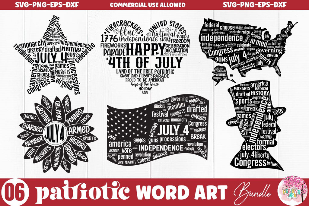 4th of July Word Art SVG Bundle - So Fontsy