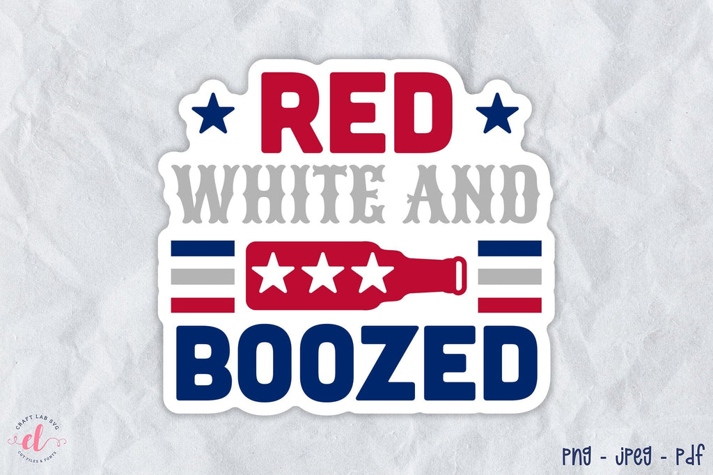 4th of PNG Sticker, Red White and Boozed - So Fontsy