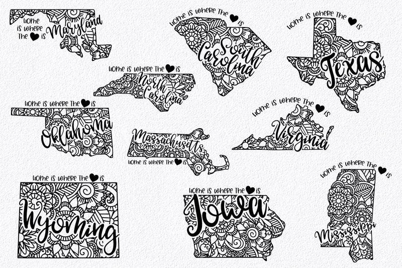 50 States Mandala SVG Bundle - State SVG Cut File - So Fontsy