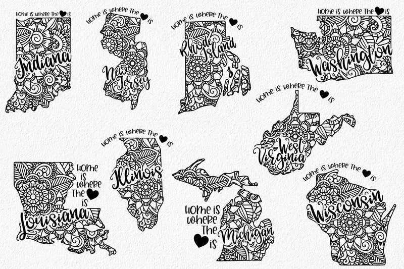 50 States Mandala SVG Bundle - State SVG Cut File - So Fontsy