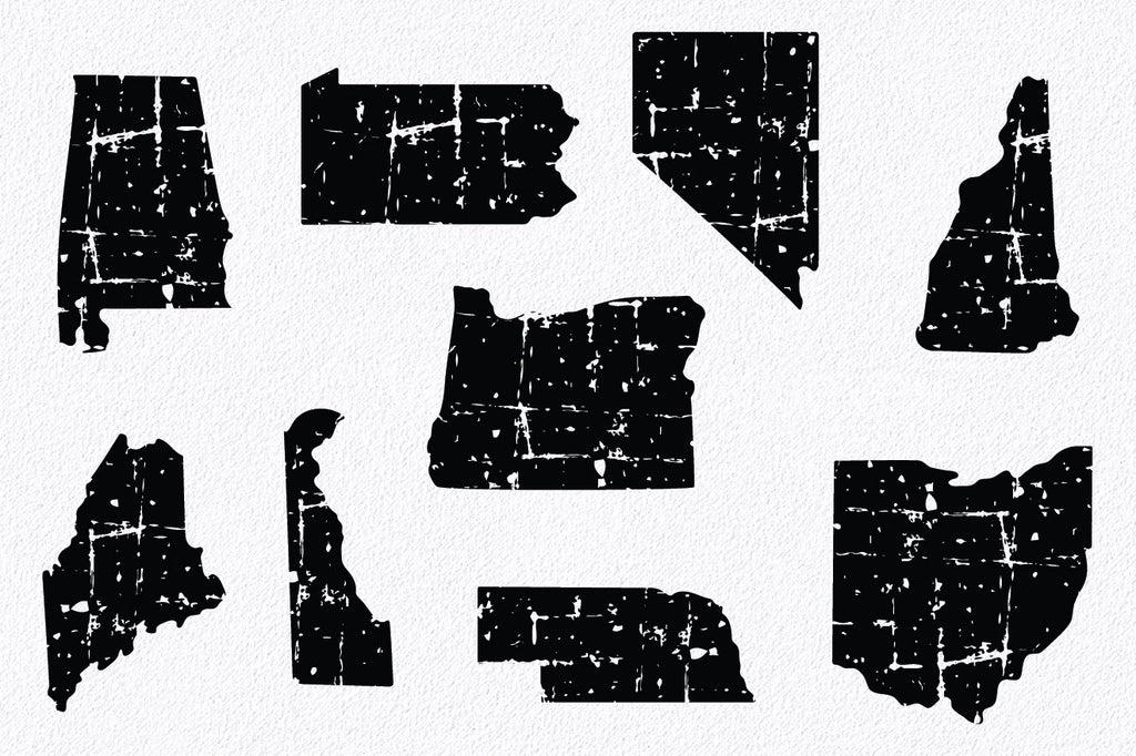 50 States SVG Bundle - Distressed State SVG Cut Files - So Fontsy