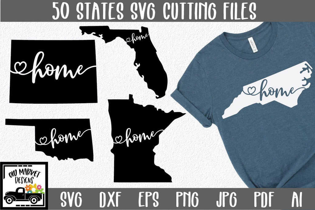 50 States SVG Bundle - Home State SVG Cut File - So Fontsy