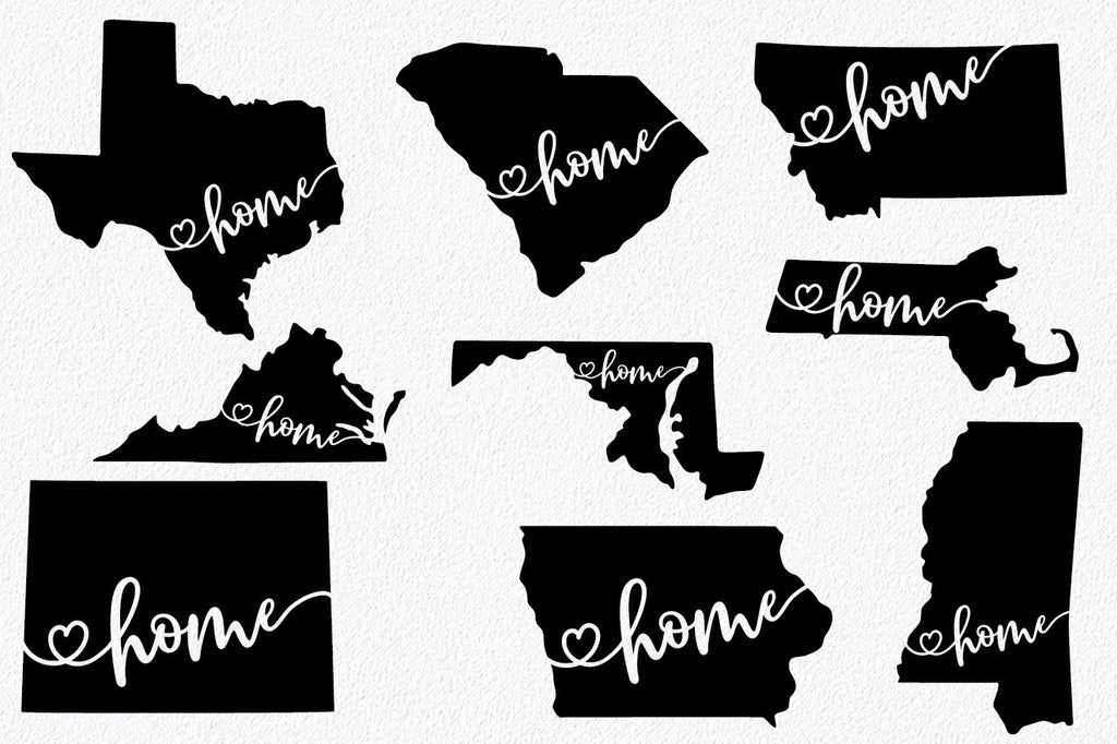 50 States SVG Bundle - Home State SVG Cut File - So Fontsy