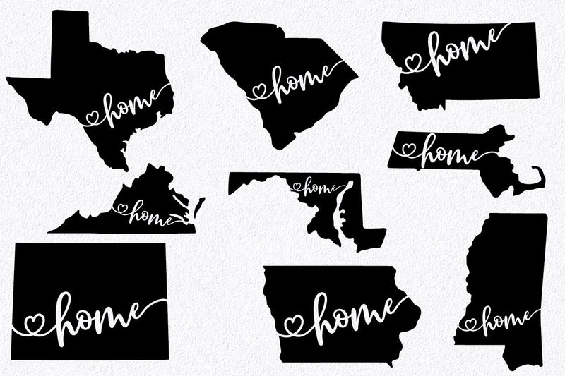 50 States SVG Bundle - Home State SVG Cut File - So Fontsy