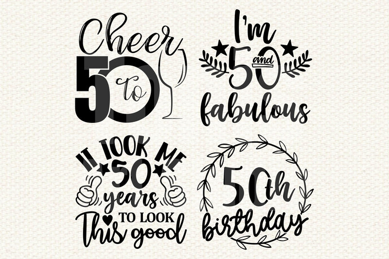50th Birthday SVG Bundle, Fifty Svg, Hello 50 Svg - So Fontsy