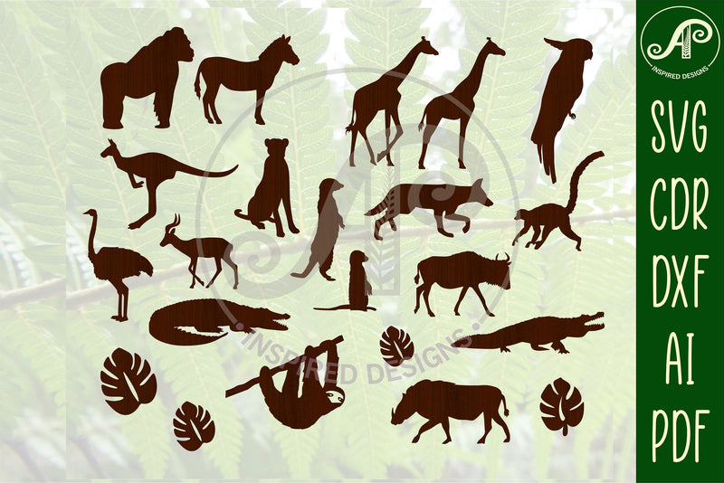 54 Wild animal cut out designs, laser cut file, shapes. SVG - So Fontsy