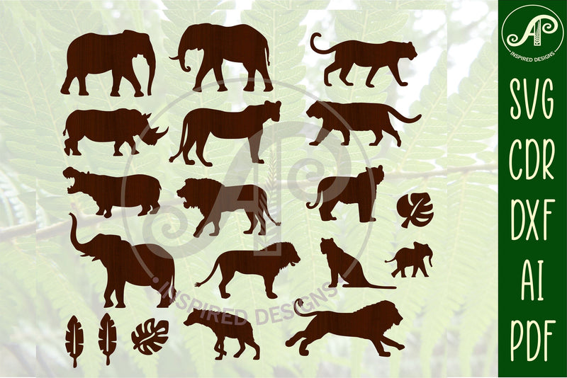 54 Wild animal cut out designs, laser cut file, shapes. SVG - So Fontsy