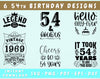 54th Birthday SVG Bundle, 6 Designs, 54th Birthday Shirt SVG, 54 And ...