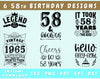 58th Birthday SVG Bundle, 6 Designs, 58th Birthday Shirt SVG, 58 And ...