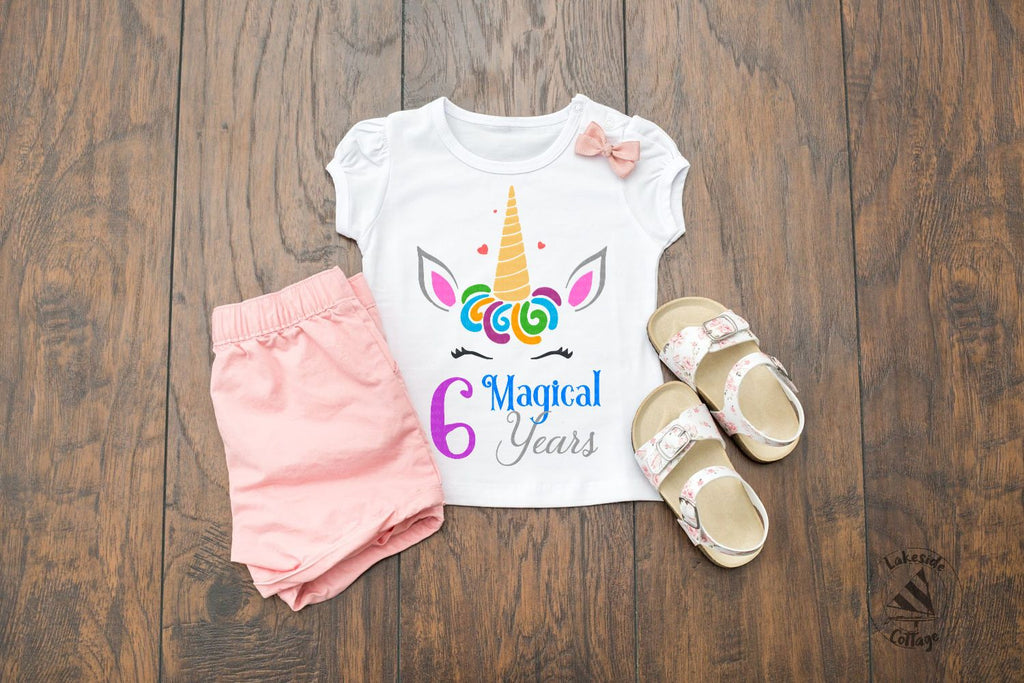 6 Magical Years Unicorn Birthday Design - So Fontsy